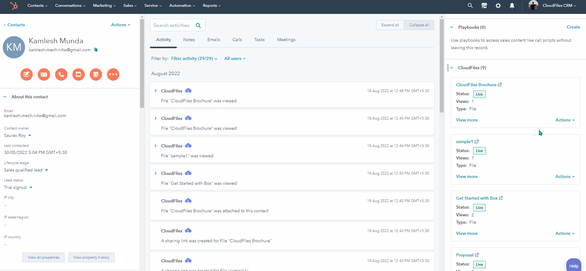 Share & track documents from HubSpot